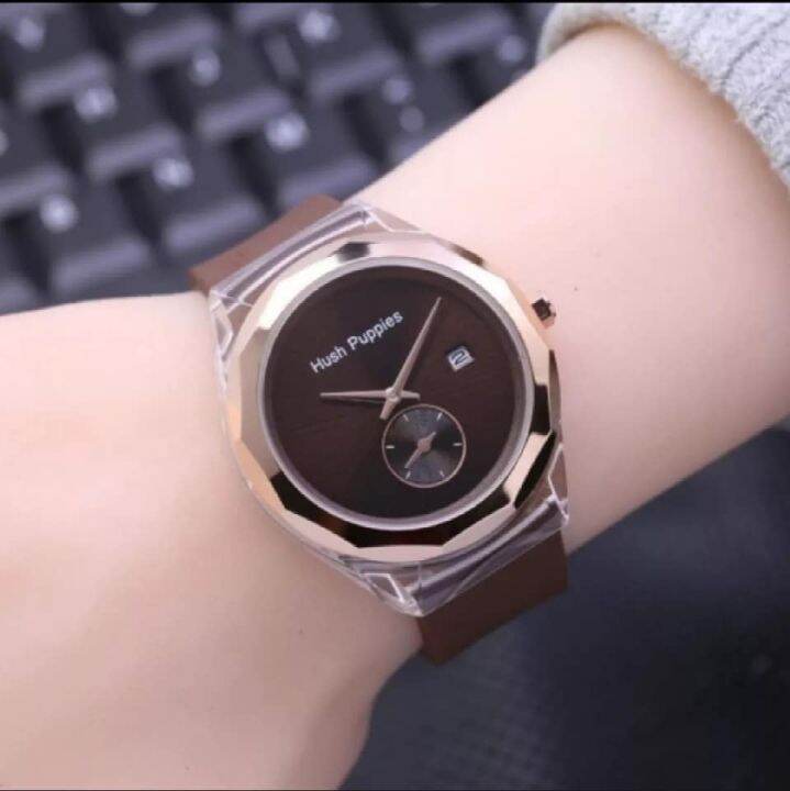 JAM TANGAN WANITA HUSH PUPPIES RUBBER BULAT CHRONO DETIK AKTIF | JAM ...