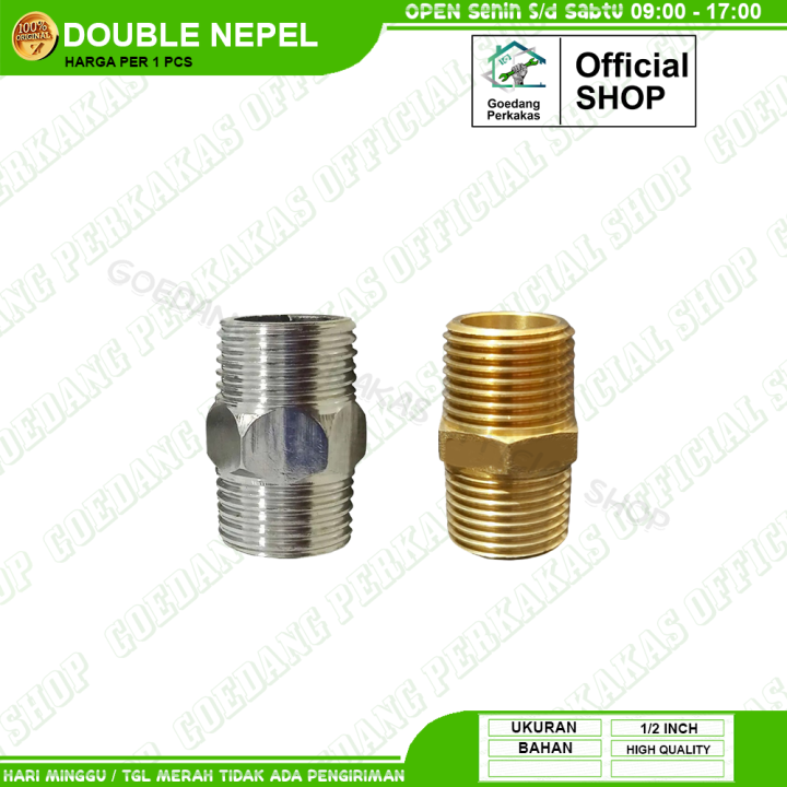 Double Nepel Drat Luar Kuningan Stainless 1/2 Inch Penyambung Pipa | Lazada Indonesia