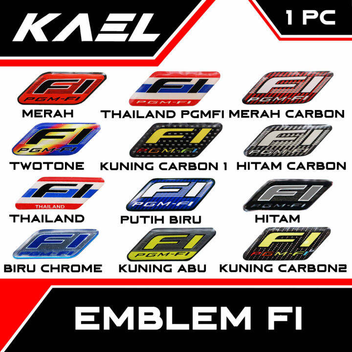 Sticker 3D PGM FI F1 PGMFI Emblem Stiker Timbul Logo Thailand Twotone Carbon Hitam Hijau Orange ...