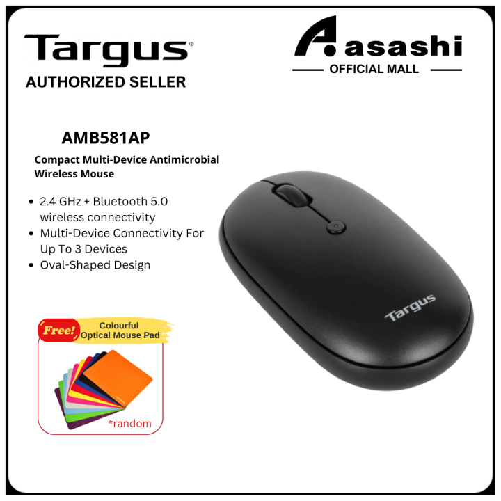 Targus Compact Multi-Device Dual Mode Antimicrobial Wireless Mouse ...
