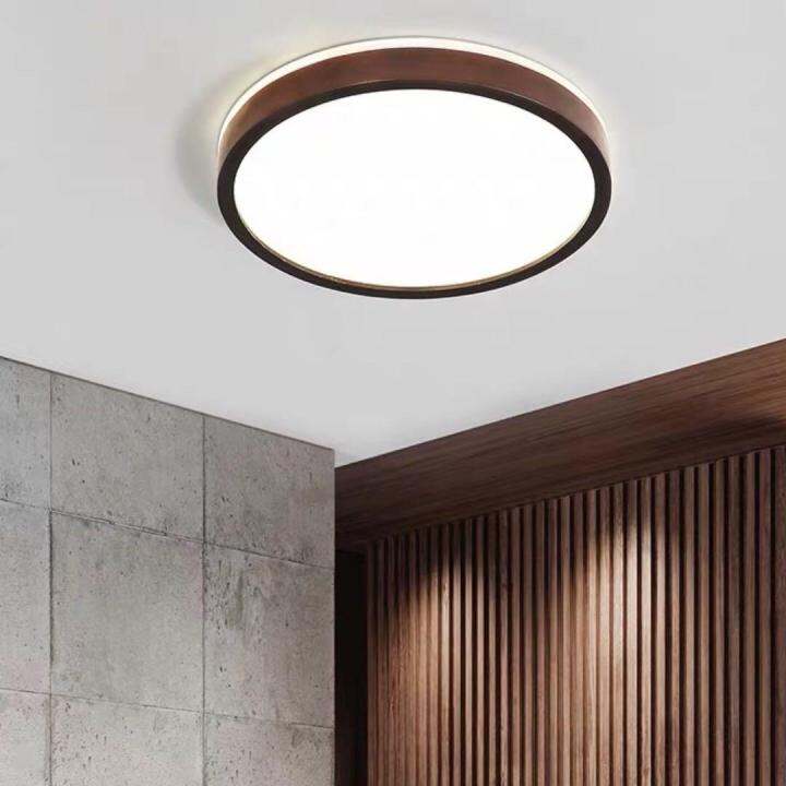 LEGNA II Wood Led Ceiling Light Round Nordic Wooden Frame LED Ceiling ...