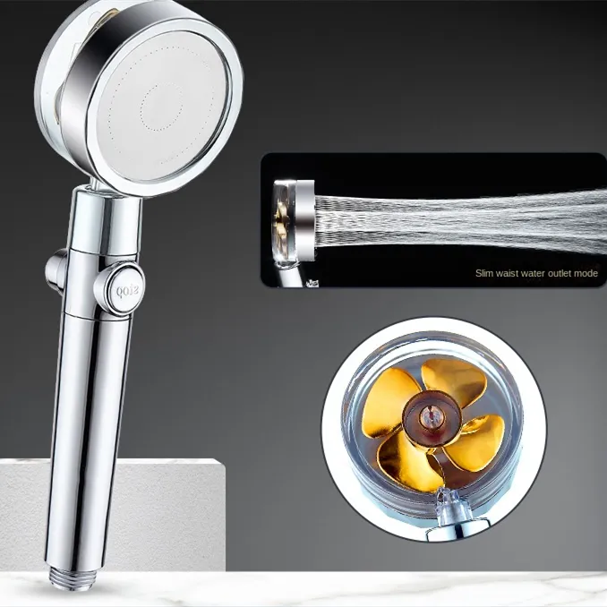 Shower Head Water Saving Flow 360 Degrees Rotating With Small Fan Abs