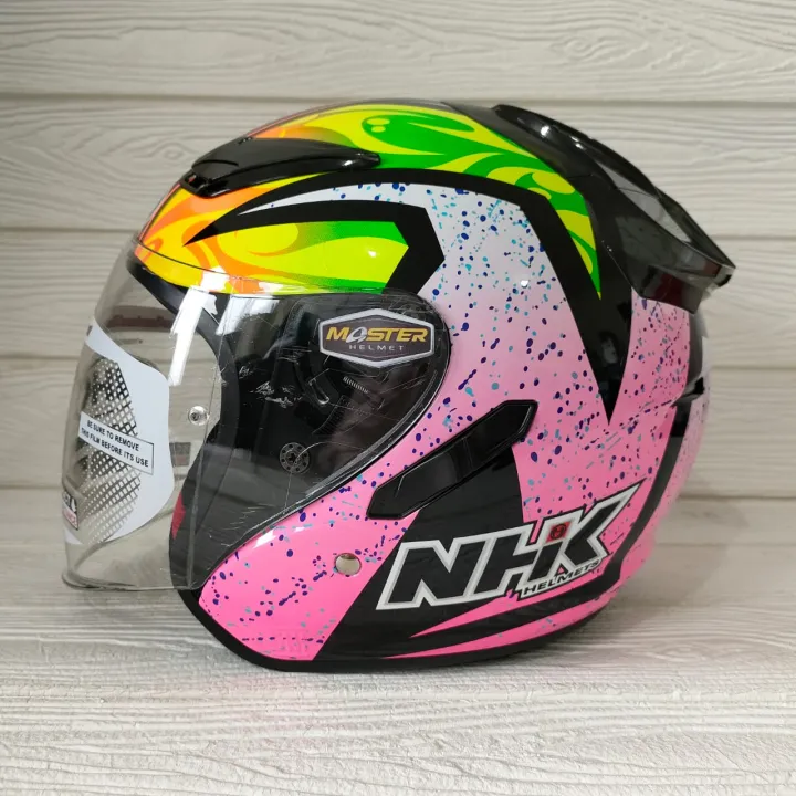 HELM NHK R1 SE KAREL WINTER BLACK PINK DOUBLE VISOR HALF FACE | Lazada ...
