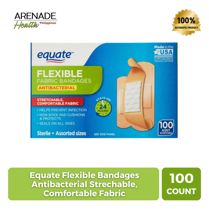 Equate Flexible Bandages Antibacterial Strechable, Comfortable Fabric ...