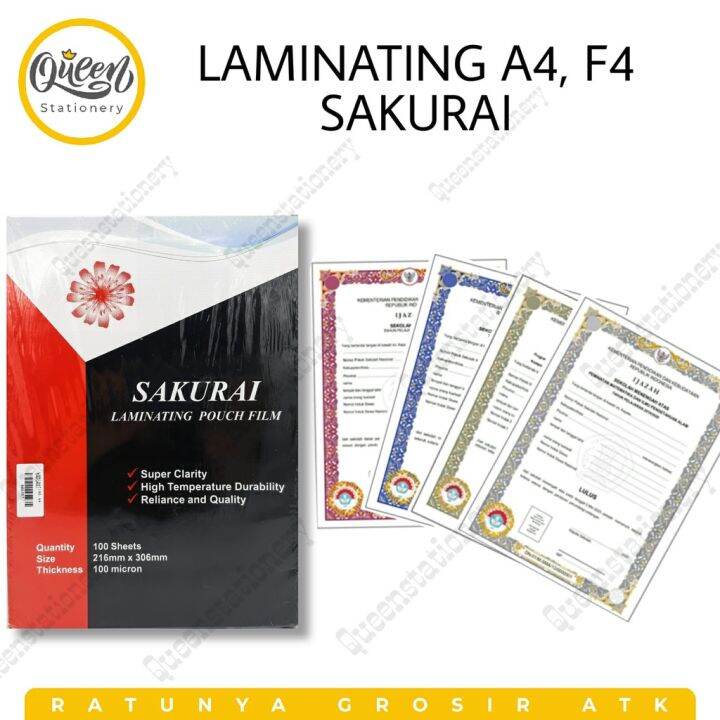 (1 PAK) LAMINATING SAKURAI / LAMINATING IJAZAH , SERTIFIKAT , DLL / PLASTIK LAMINATING A4 ...