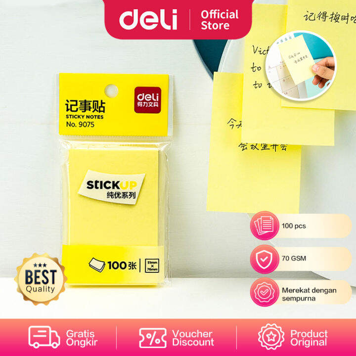 Deli Sticky Notes / Memo Tempel / Kertas Penanda 70 GSM 100 Lembar ...