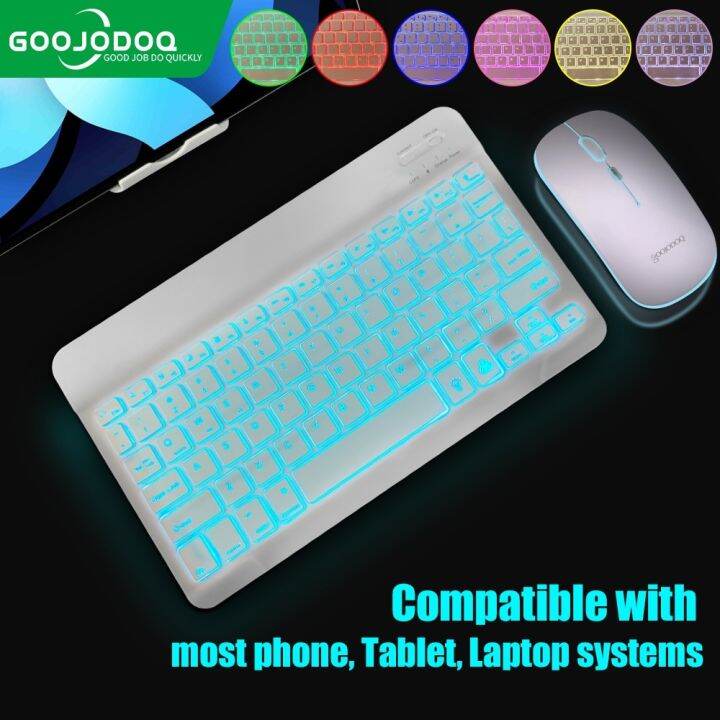 GOOJODOQ with Backlight Wireless Bluetooth Keyboard and Mouse Set Mini ...