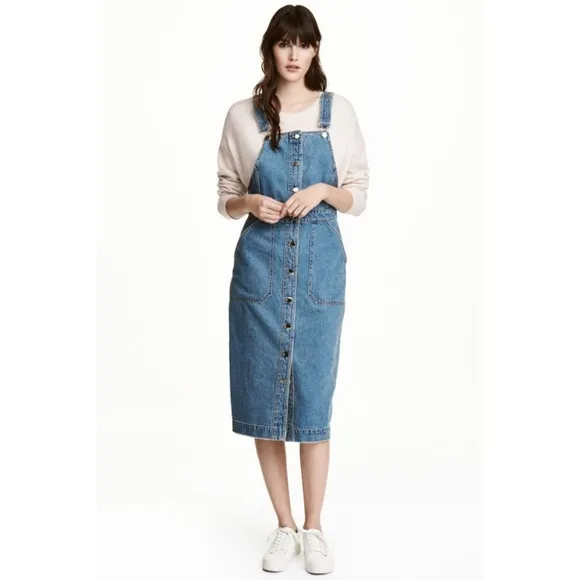 H&M Denim Overall Midi Dress Overruns | Lazada PH
