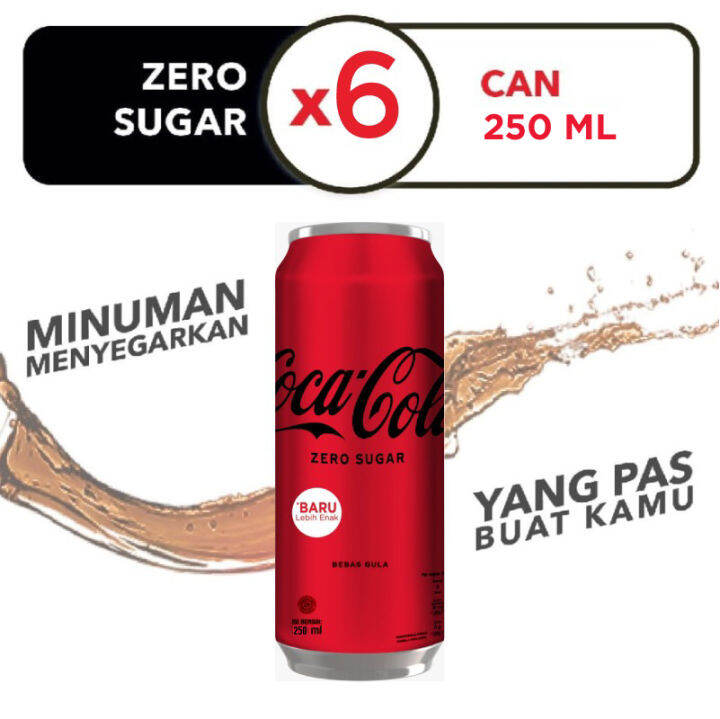 Coca-Cola Zero Sugar - Minuman Soda Rasa Kola Bebas Gula - Kaleng 250ml - x6 Pcs | Lazada Indonesia