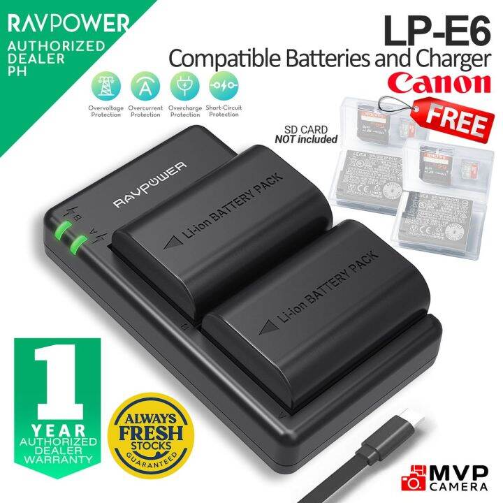RAVPOWER LP-E6 LPE6 LP-E6N LPE6N Battery Charger for Canon EOS MVP CAMERA | Lazada PH