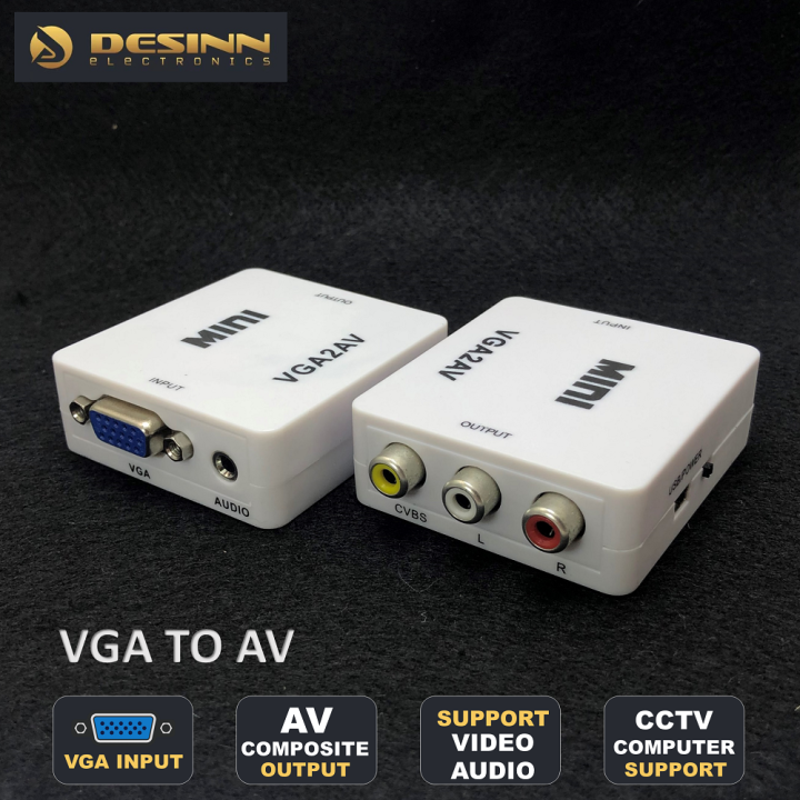 Mini VGA to AV Composite Adapter Converter CVBS Stereo RCA Video Audio Computer TV CCTV Decoder ...