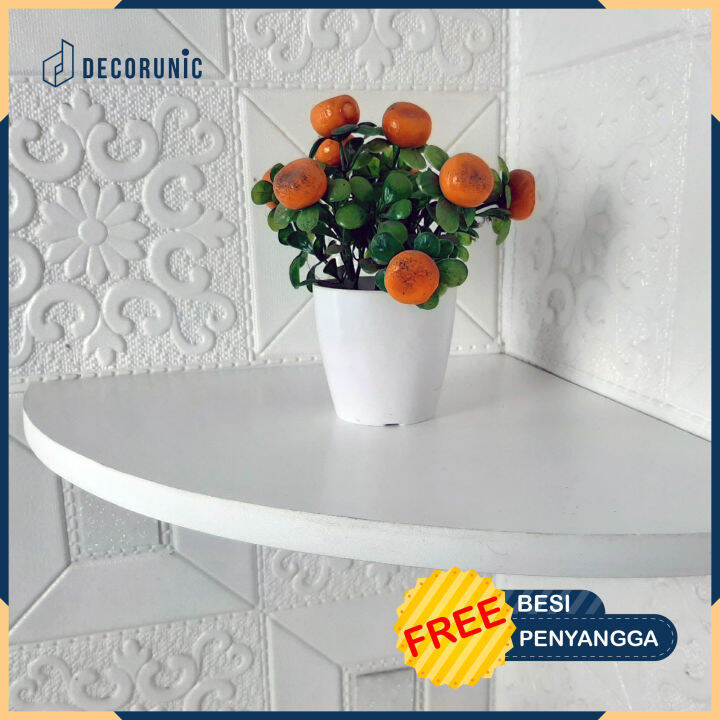 Rak Dinding Sudut 1 pc Ukuran 25x1.5 cm Set Ambalan Sudut Minimalis ...