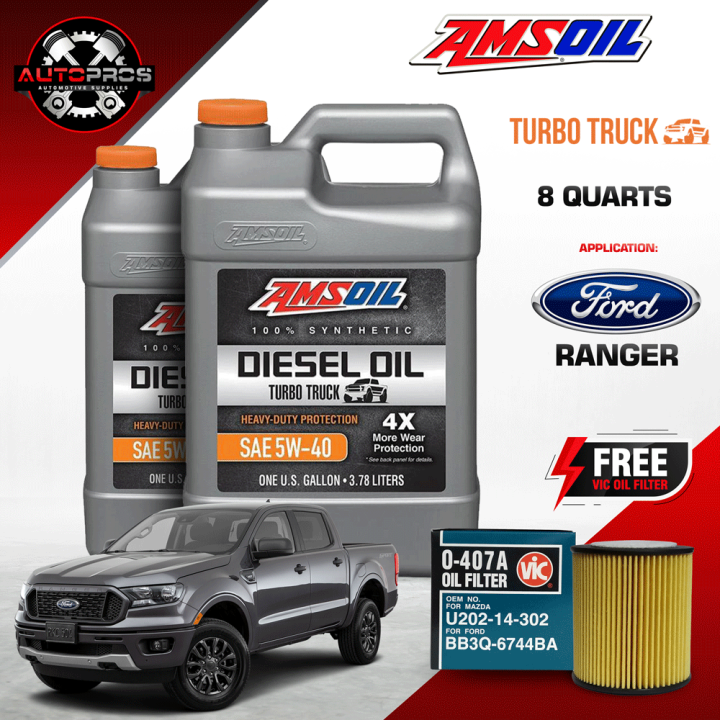 AMSOIL Turbo Truck 5W-40 100% Synthetic Diesel Engine Oil 8 Quarts ...