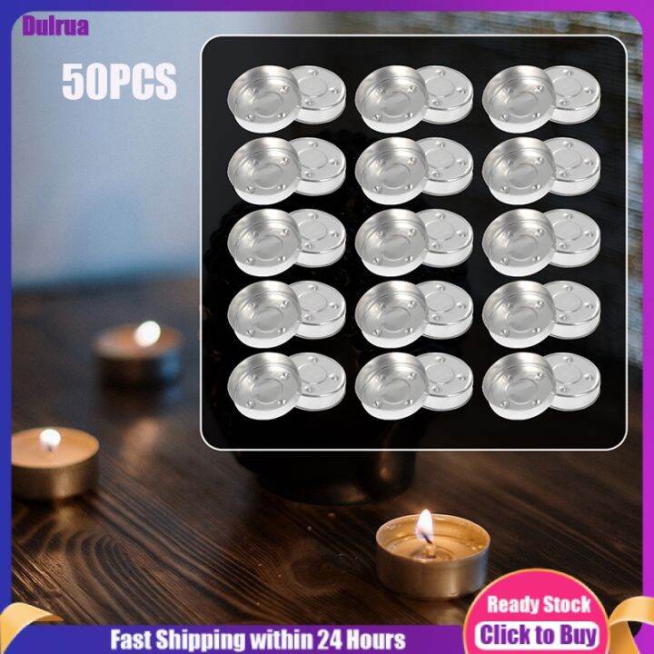 Dulrua 50PCS Candle Cup Case Aluminum Tea Light Tin Metal Tea Light Cup ...