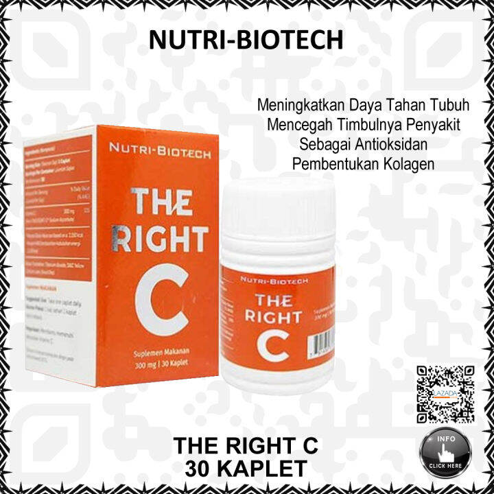 NUTRI BIOTECH THE RIGHT C VITAMIN VIT C 300MG DAYA TAHAN TUBUH 30 TABLETS | Lazada Indonesia