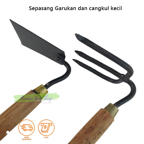 Garukan sampah Kored gagang kayu full Garpu Taman / Kebun Kecil ...