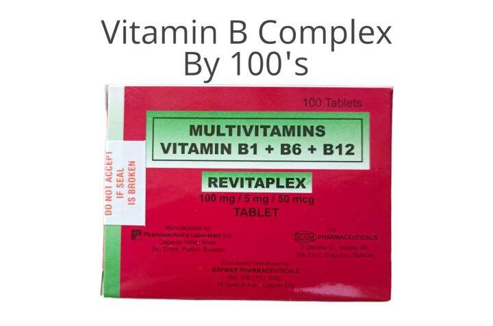 Vitamin B Complex Tablet Revitaplex brand by 100's 100mg/5mg/50mcg ...
