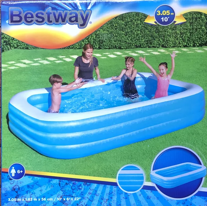 BESTWAY 54009 DELUXE FAMILY INFLATABLE POOL 3.05x1.83x0.56M | Lazada PH