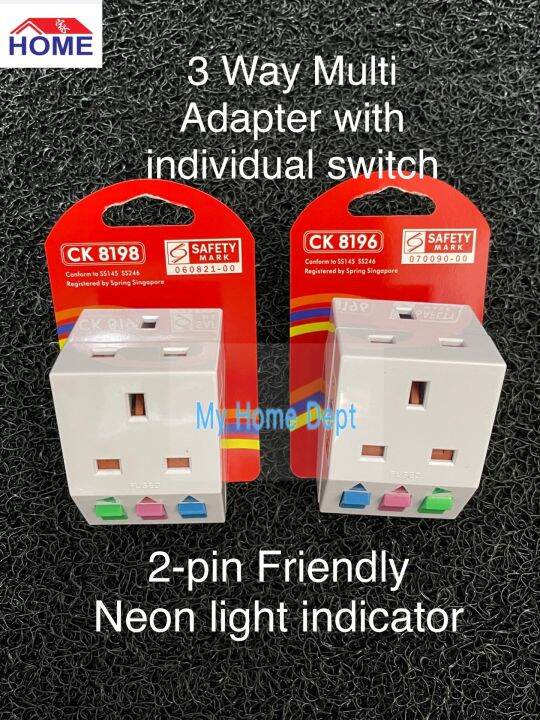 3 Way Adapter With Individual Switch / Multi Plug Adaptor with ...