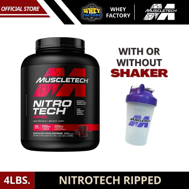Nitrotech Ripped 4lbs with FREE Shaker (Muscletech/Spider/Stacker ...