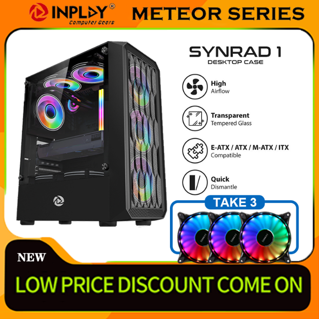 INPLAY PC Case Desktop Case Computer Case with 6 Fan Slot USB3.0 M-ATX ...