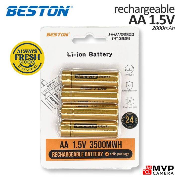 BESTON AA 1.5V Rechargeable Li-ion Battery 2000mah MVP CAMERA | Lazada PH