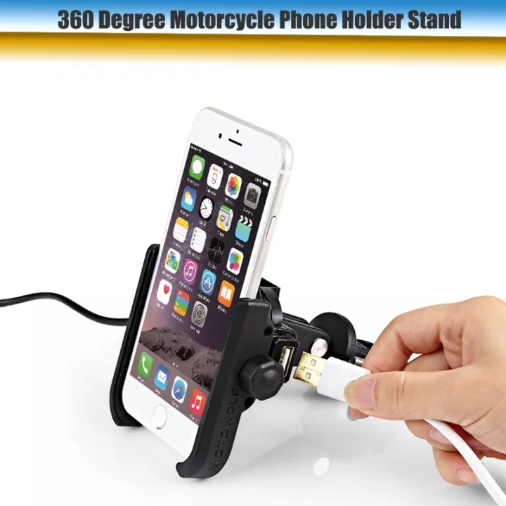 360 Degree Universal Bike Aluminum Motorcycle Motorbike Handlebar Phone ...