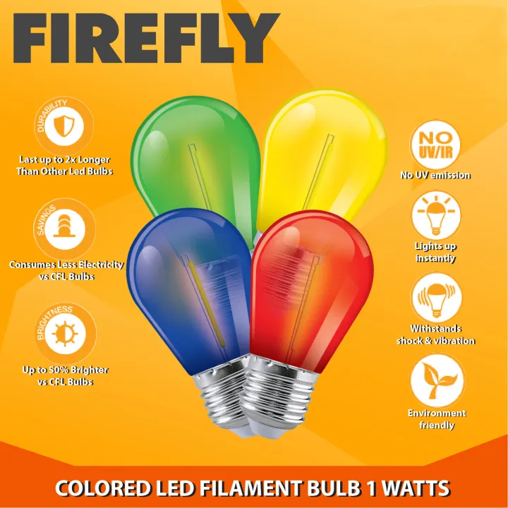 Firefly Basic Series LED Colored Bulb / Filament Bulb 1W - Outdoor ...