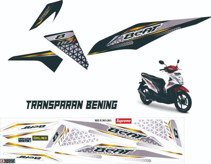 STRIPING BEAT FI 2013-2015 TRANSPARAN UV NEW DESAIN GARIS-GARIS 6 ...