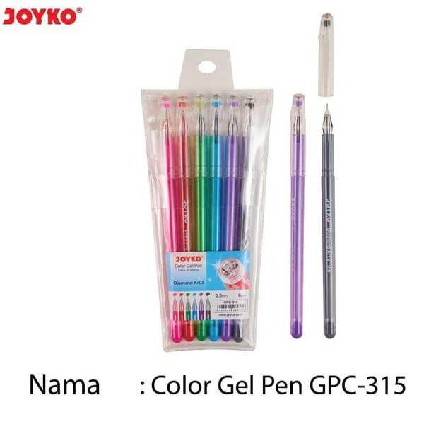 Joyko Color Gel Pen GPC-315 Set 6 Pulpen Warna Tebal 0.5 Warna Bolpen ...