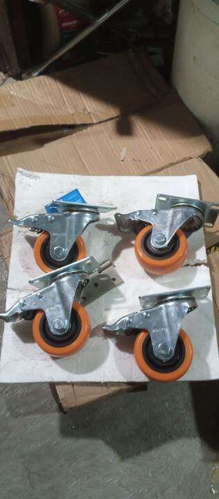Roda etalase 3 inch MULLER 4 biji hidup + rem roda pvc roda troli ...