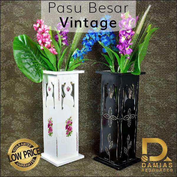 PASU BUNGA HIASAN KAYU DECORASI RUANG TAMU | Lazada