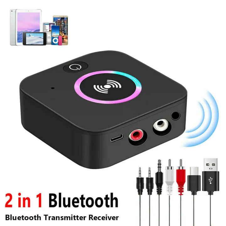 2-in-1 Bluetooth-compatible 5.0 Transmitter Receiver Wireless 3.5mm Aux 2 Rca Audio Adapter Hi ...