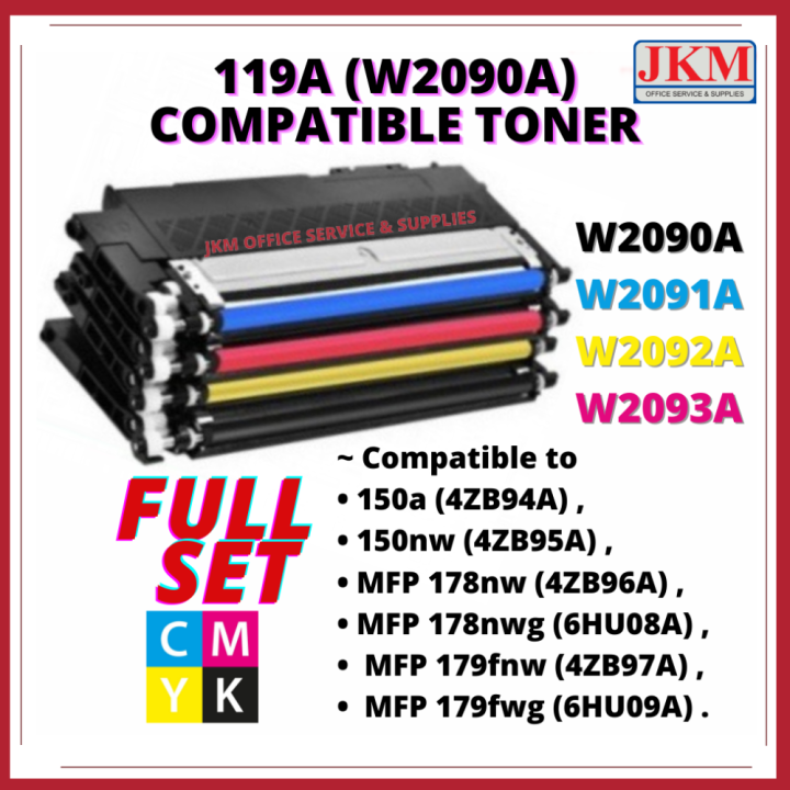 SET Compatible 119A W2090A W2091A W2092A W2093A For HP Color Laser 150a ...