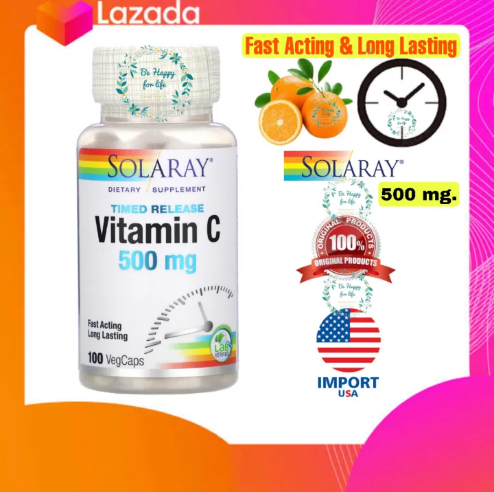 Solaray , Vitamin C , Time Release , 500 mg, 100 VegCaps | Lazada.co.th