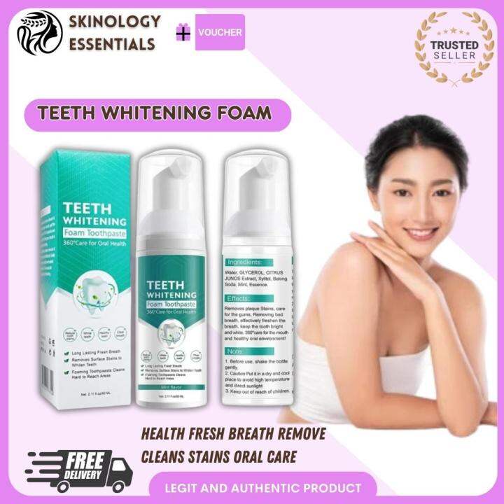 TEETH WHITENING FOAM TOOTHPASTE 60ML 360 CARE FOR ORAL HEALTH FRESH ...