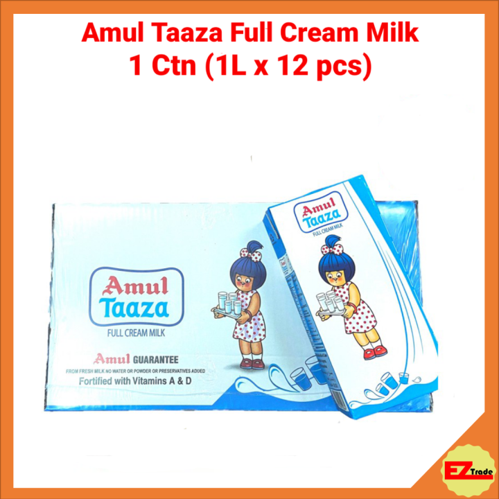 Amul Taaza UHT Full Cream Milk 12 X 1LTR - CARTON | Lazada Singapore