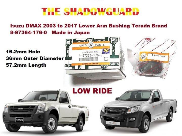 Isuzu DMAX LOW RIDE 2003 to 2017 Lower Arm Bushing Terada Brand 8-97364 ...