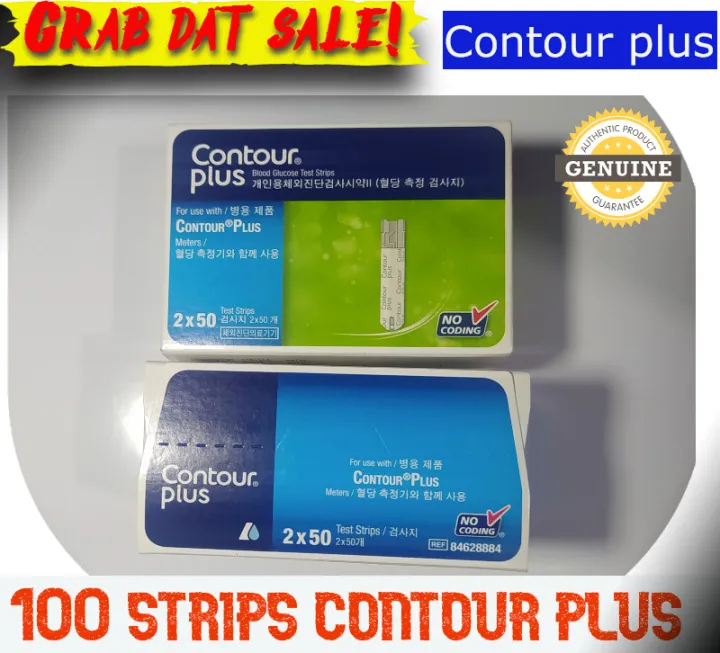 100 Strips Contour Plus for Blood Glucose Testing Authentic from Bayer ...
