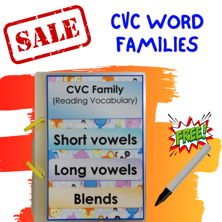 CVC Family Flashcards for kids | FREE marker | Short AEIOU | Long AEIOU ...