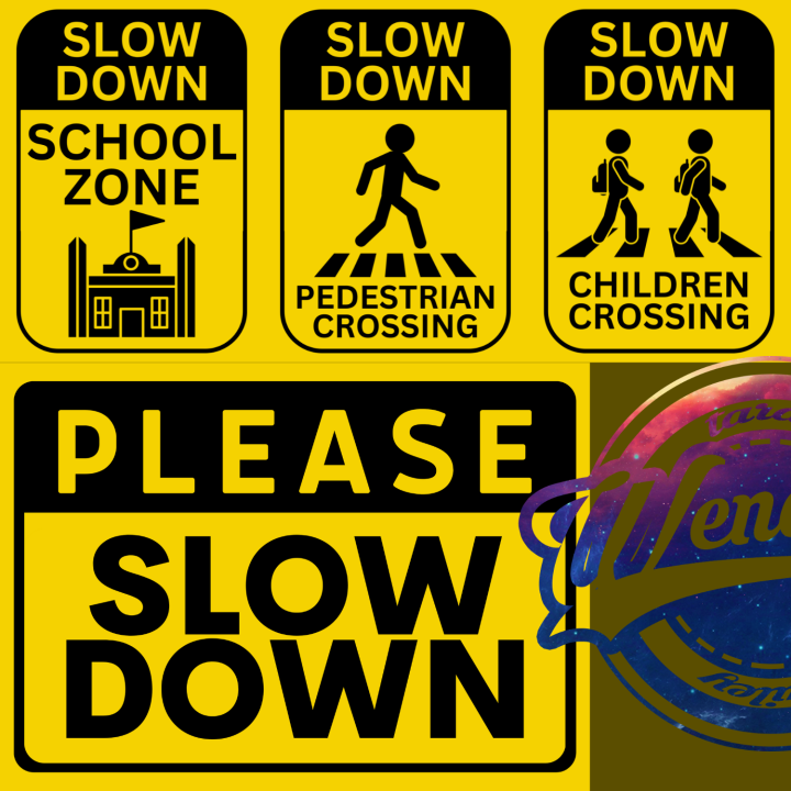 Slow Down Pedestrian Children Crossing A4 Size PVC Plastic, Laminated ...