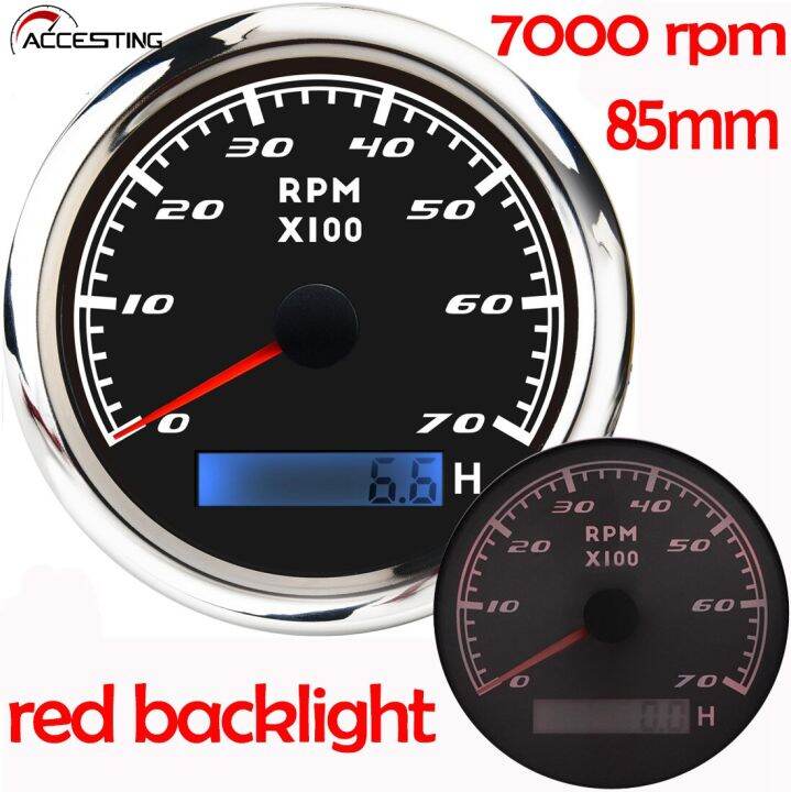 85mm 3000-8000 RPM Tachometer Gauge With Red Backlight 3000rpm 4000rpm ...