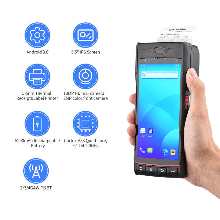 Handheld POS Receipt Printer Android 9.0 PDA Terminal Support Global ...