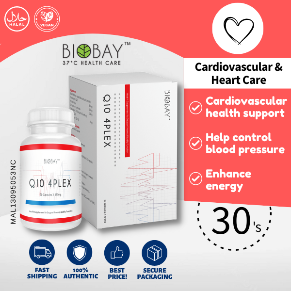 Biobay Q10 4PLEX 480mg Capsules with Coenzyme Q10 Protein Soy & L-Carnitine Vitamin D3 [30 ...