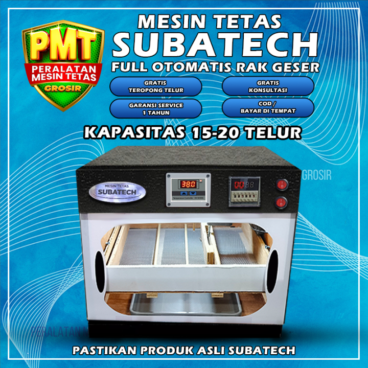 Mesin Tetas Telur Full Otomatis Penetas SUBATECH Rak Geser Kapasitas 15 ...