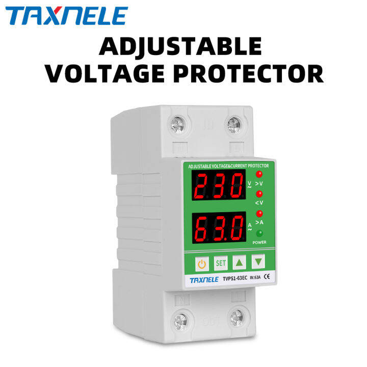 Din Rail Dual Display Adjustable Over Voltage Current and Under Voltage Protective Device ...