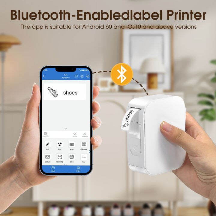 👍Label Maker Machine👍Handheld Sticker Label Printer with 1 Roll Label ...