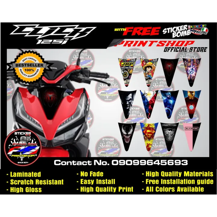 click 125i honda version 2 front panel sticker decals durable and high ...