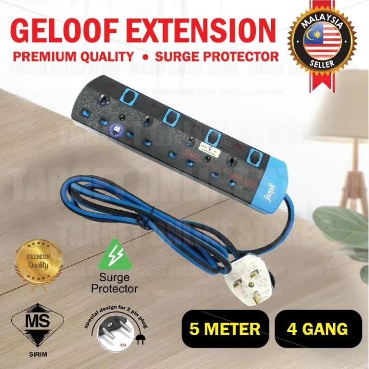 SIRIM APPROVED Surge Protector Extension Trailing Cord 2Pin Plug (4 ...