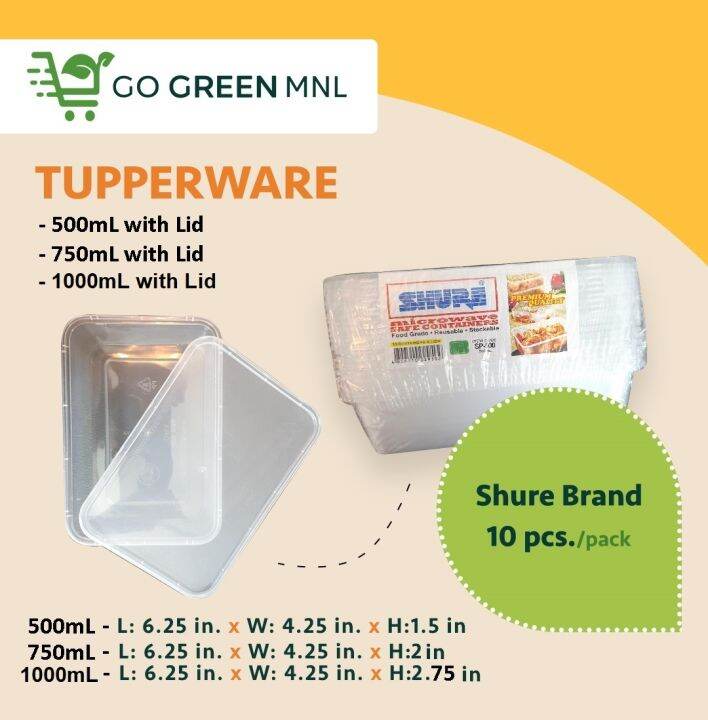 10 pcs Disposable Microwavable Rectangle Tupperware with Lid safe meal ...